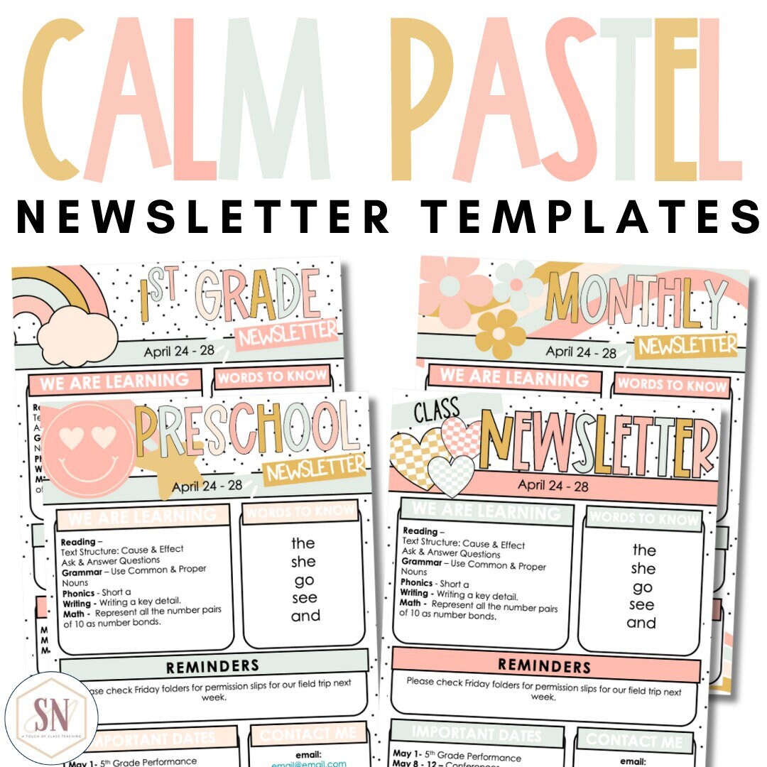 Calm Pastel Classroom Decor | Newsletter Templates | Parent ...