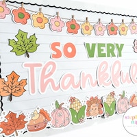 Thanksgiving Groovy Bulletin Board Kit Fall Door Decor Classroom ...