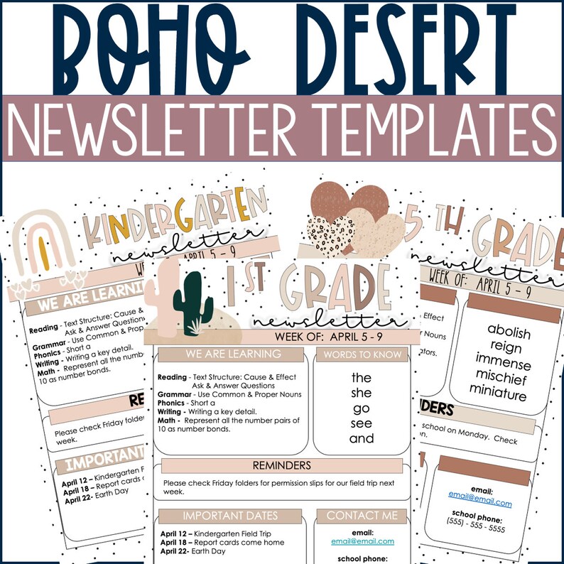 Boho Newsletter Templates - Etsy