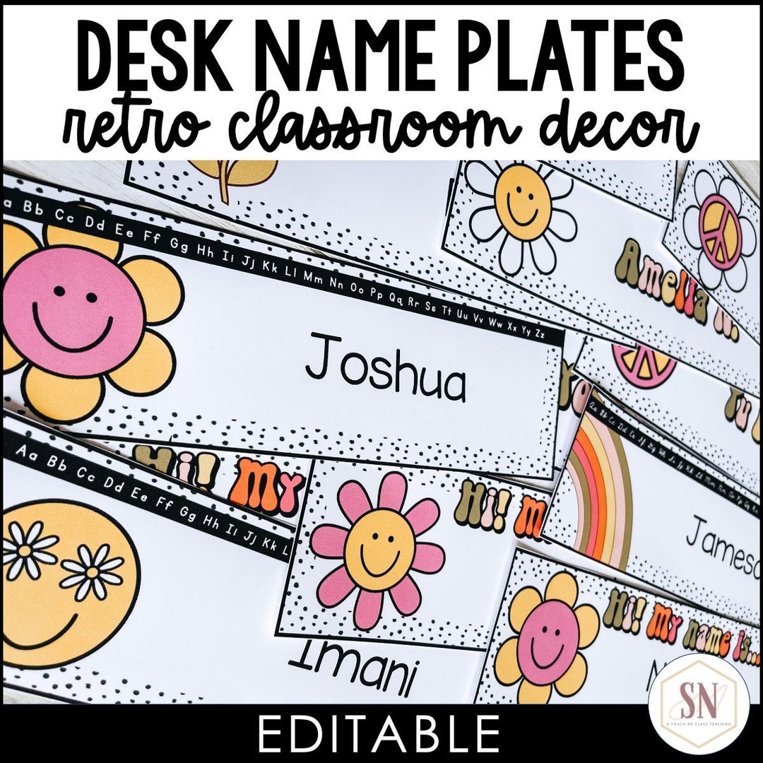 Retro Classroom Decor | Desk Name Plates - Etsy