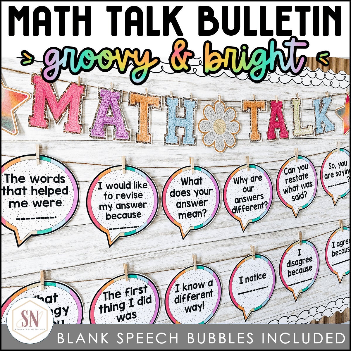Groovy Classroom Decor | Math Talk Bulletin Board + Student Cards - Etsy