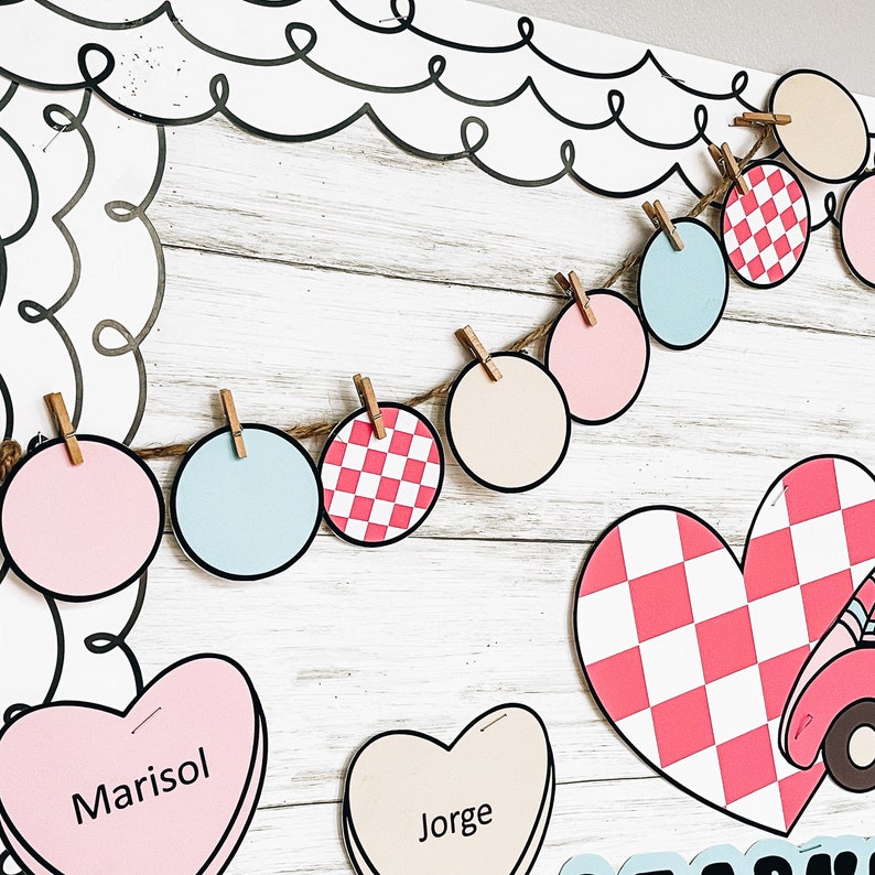 Groovy Valentine's Day Bulletin Board Retro February - Etsy