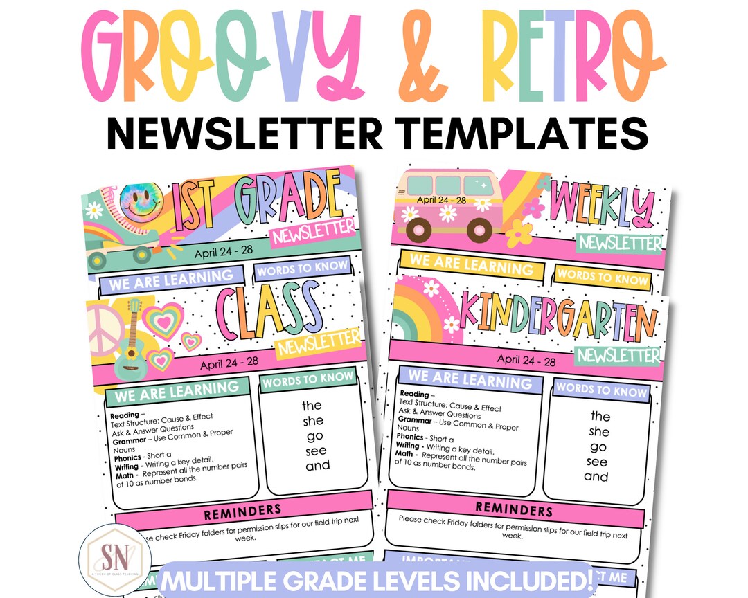 Groovy & Retro Classroom Newsletter Template | Classroom Newsletters - Etsy