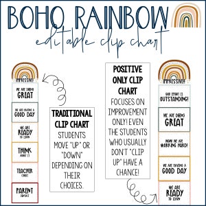 Boho Rainbow Behavior Clip Chart - Etsy
