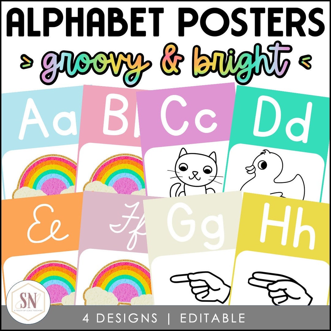 Groovy Classroom Decor | Alphabet Posters - Etsy