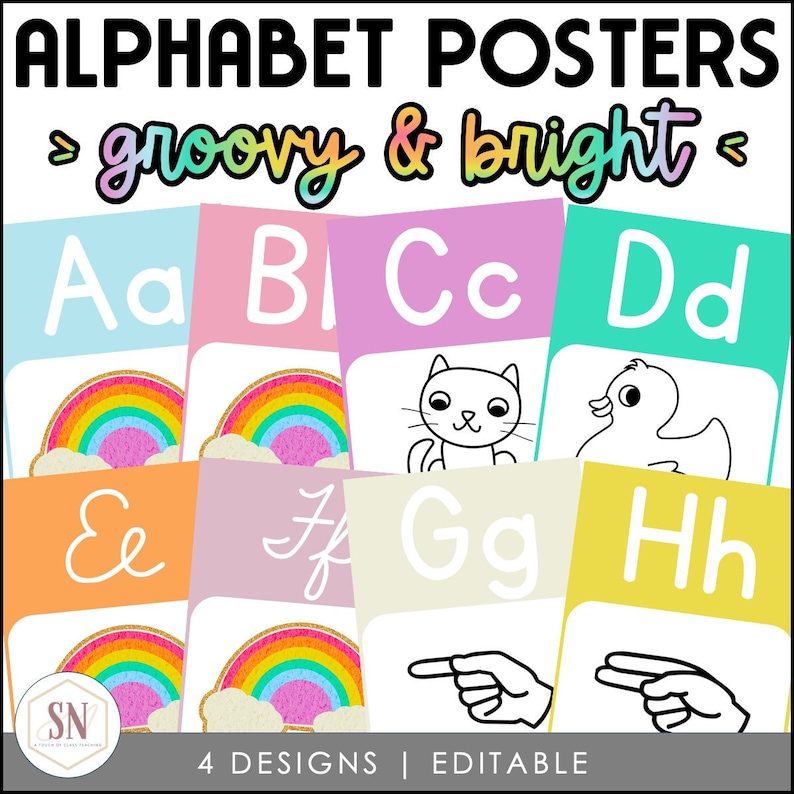 Groovy Classroom Decor Alphabet Posters - Etsy