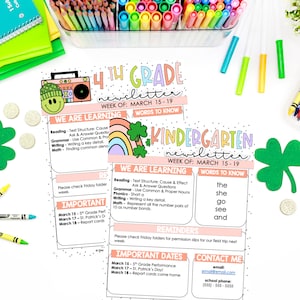St. Patrick's Day Newsletters | March Classroom Newsletter Templates - Etsy