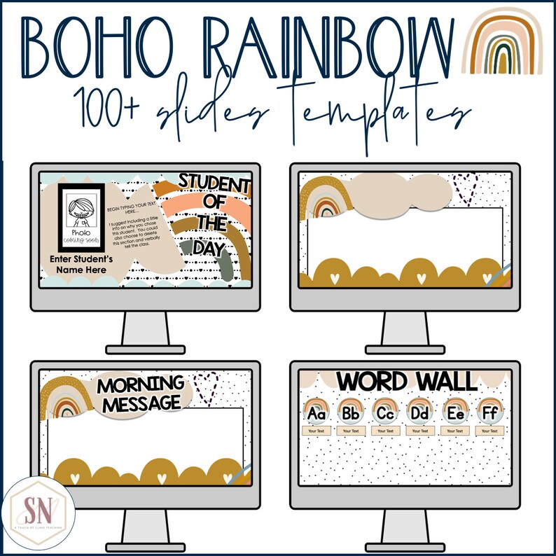 Boho Rainbow Slides Templates - Etsy Canada