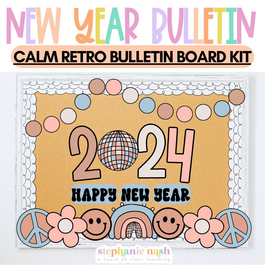 New Years Bulletin Board Kit in Muted Colors January Bulletin Board - Etsy