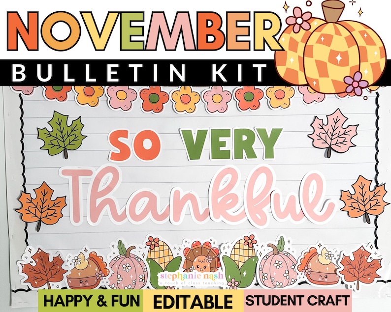Thanksgiving Bulletin Board | November Bulletin Board With Student ...
