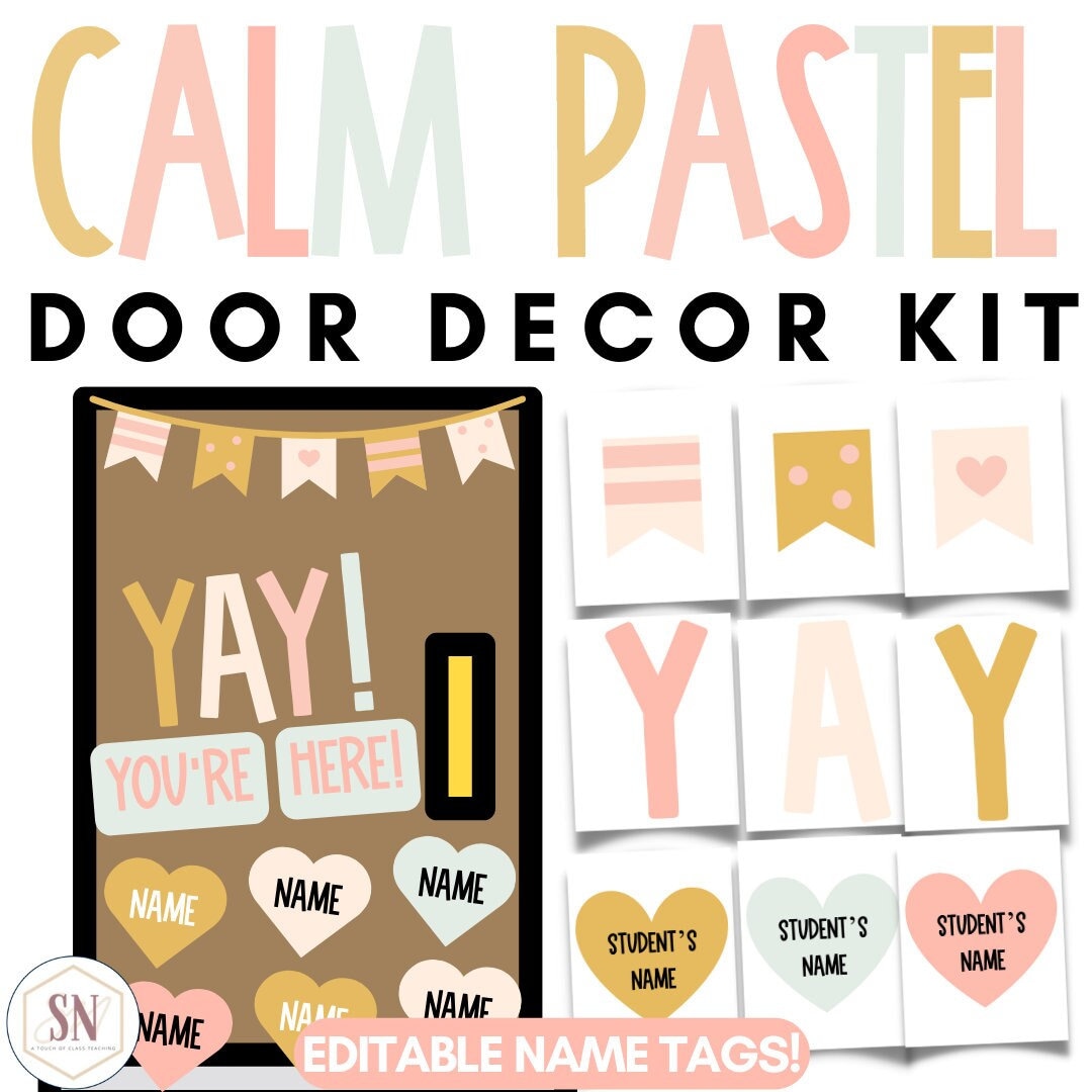 Calm Pastel Classroom Decor | Door Decor | Editable | *NEW - Etsy