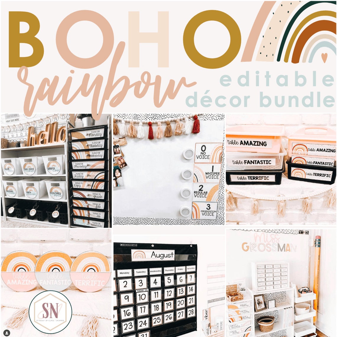 Boho Rainbow Classroom Decor Neutral Rainbow Decor Bundle - Etsy