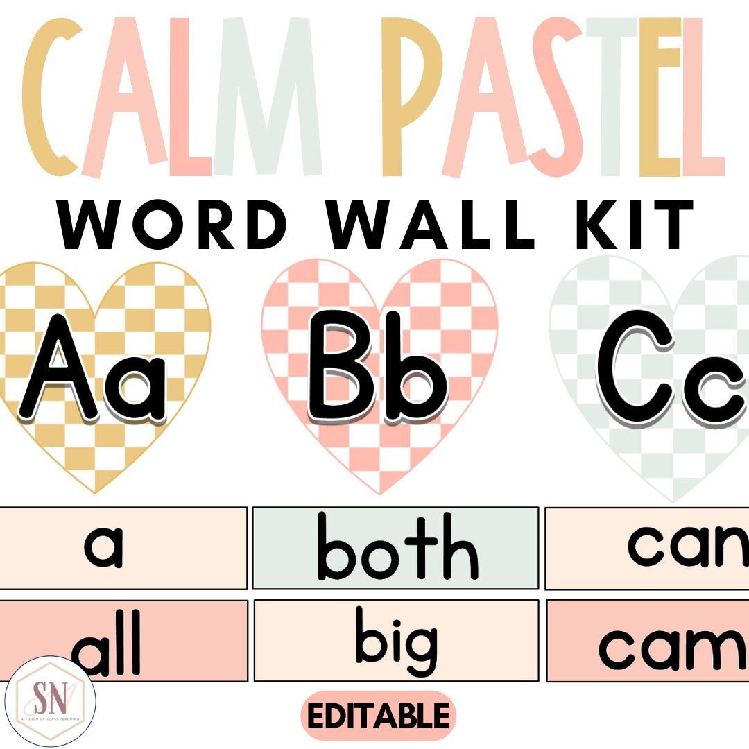 Calm Pastel Classroom Decor | Word Wall Kit | Editable | *NEW - Etsy
