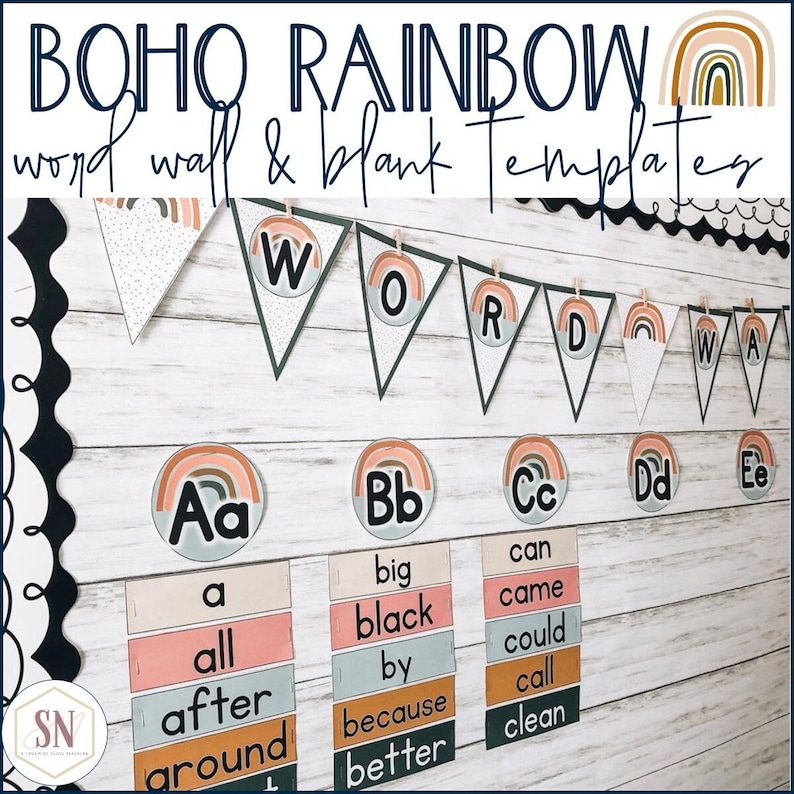 Boho Rainbow Word Wall Kit - Etsy