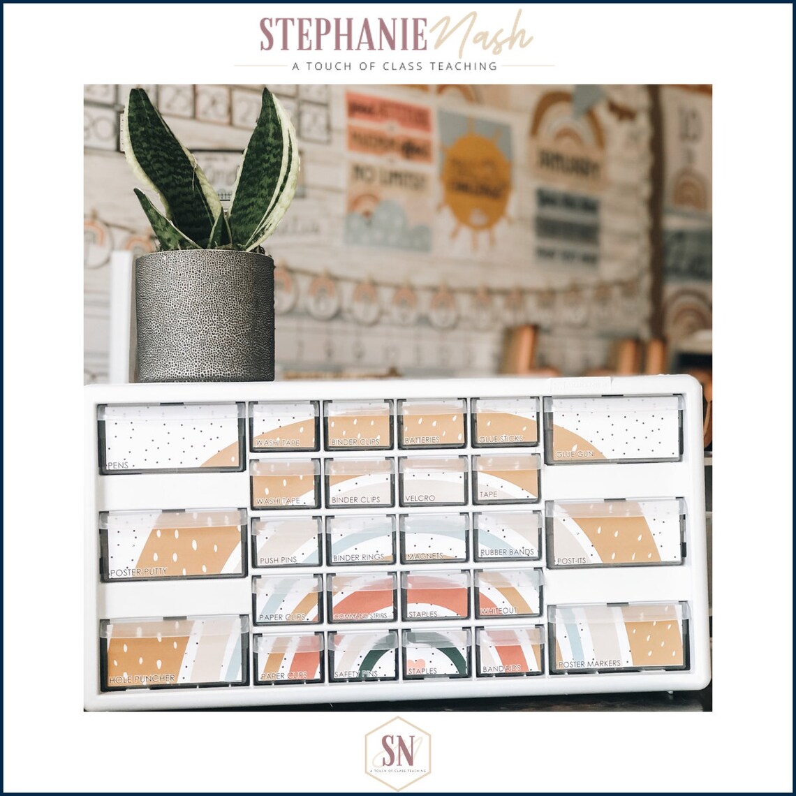 Boho Rainbow Teacher Toolbox Labels - Etsy