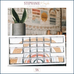 Boho Rainbow Teacher Toolbox Labels - Etsy