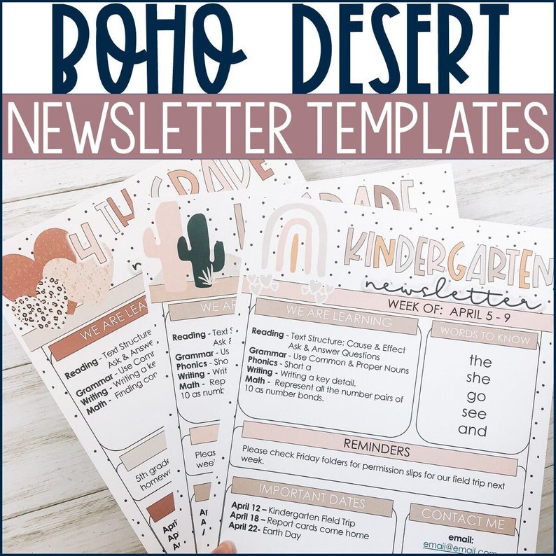 Boho Newsletter Templates - Etsy