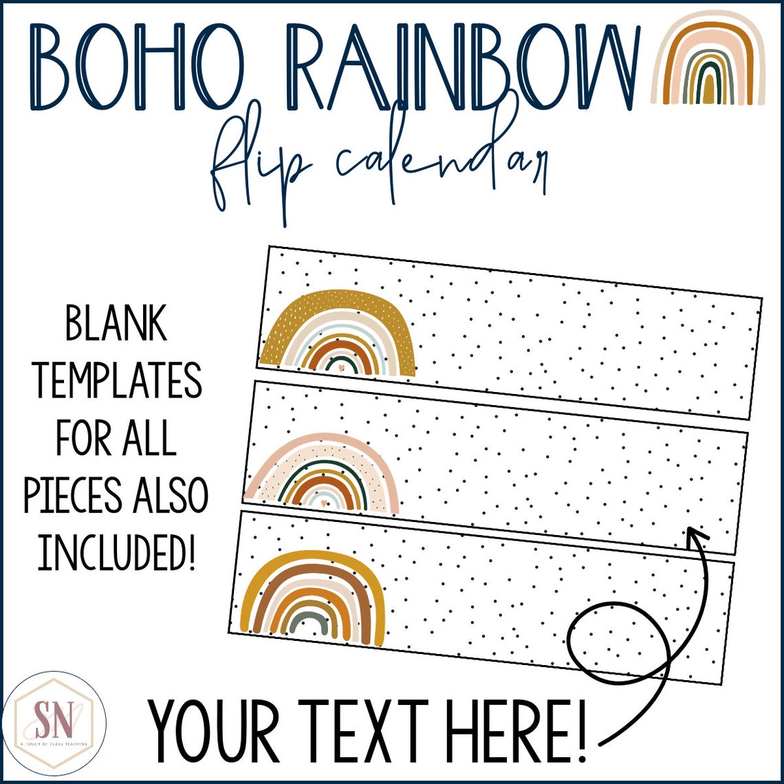 Boho Rainbow Flip Calendar - Etsy