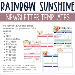 Rainbow Newsletter Templates - Etsy