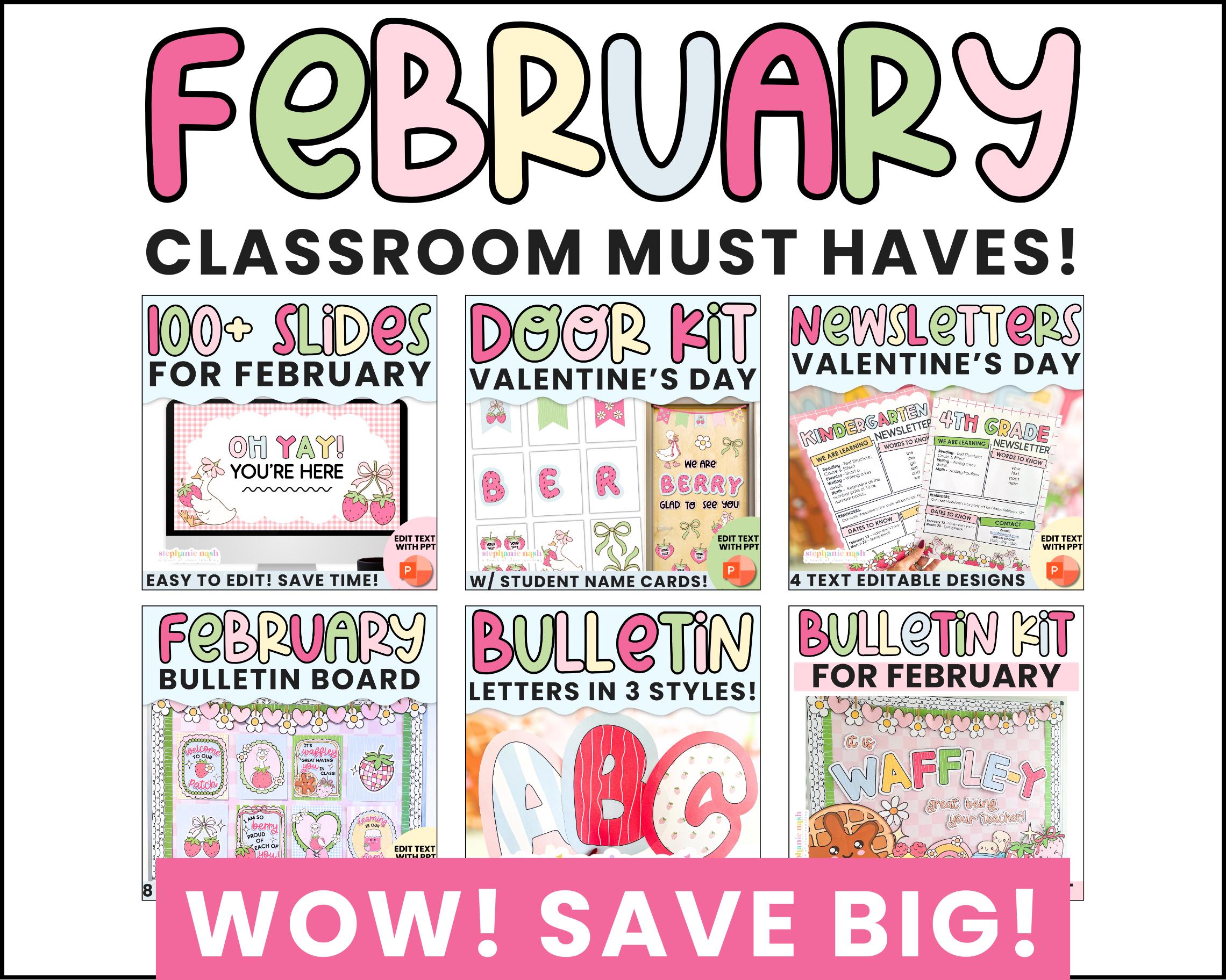 February Classroom Decor | Valentine's Day Bulletin Board, Newsletters ...