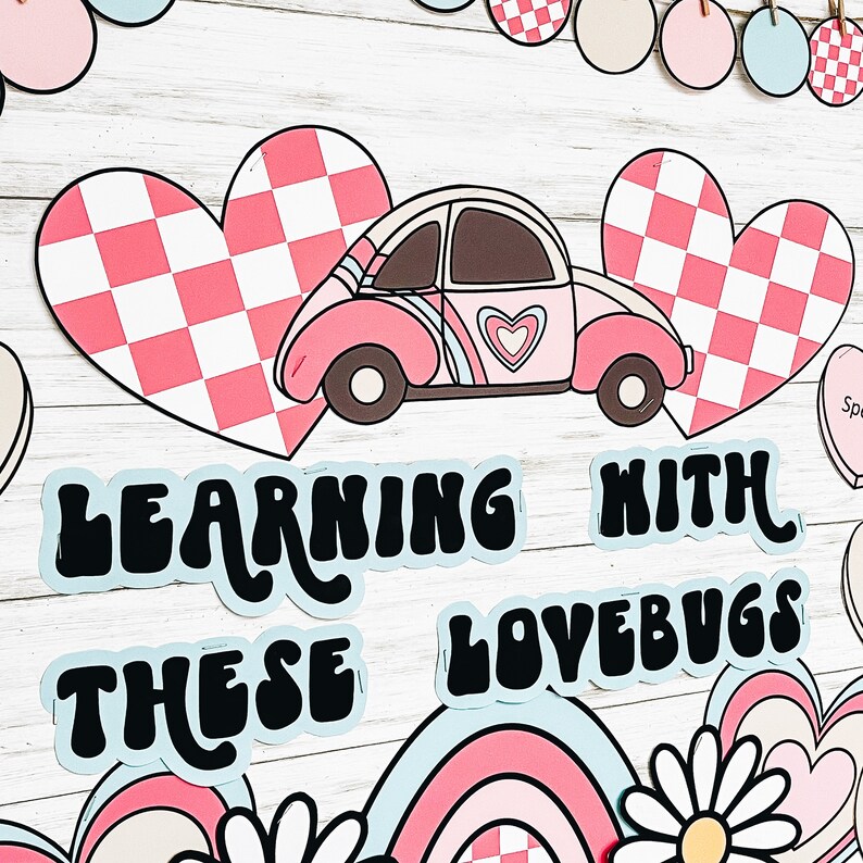Groovy Valentine's Day Bulletin Board Retro February - Etsy