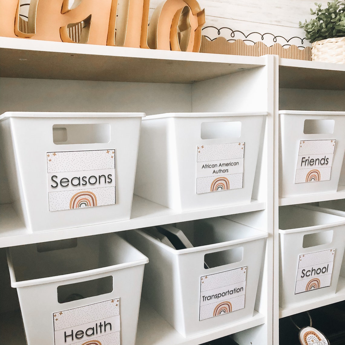 Boho Rainbow Library Book Bin Labels - Etsy