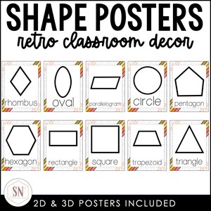 Retro Classroom Decor | Shape Posters - Etsy