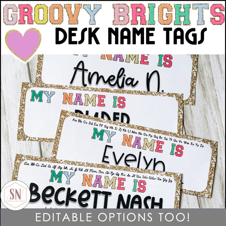 Groovy Classroom Decor Desk Name Plates - Etsy