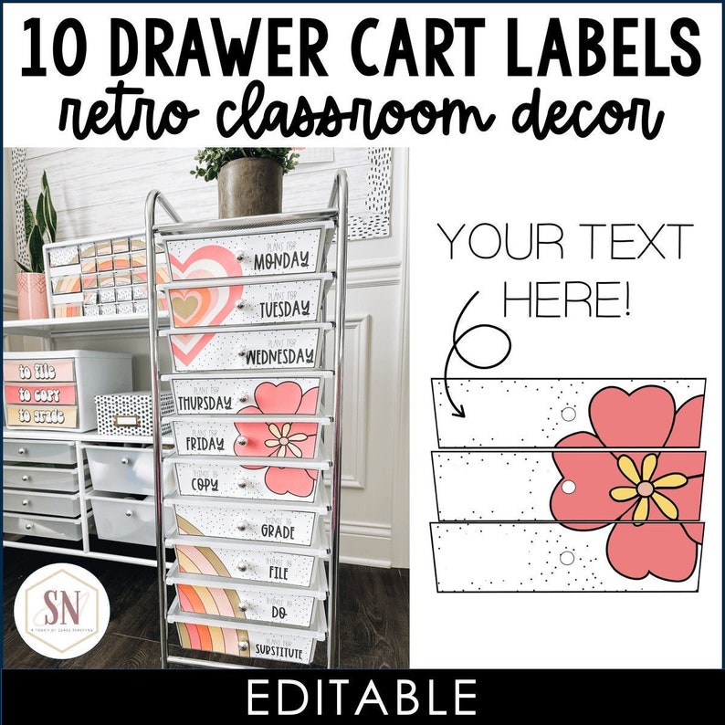Retro Classroom Decor 10-drawer Cart Labels - Etsy