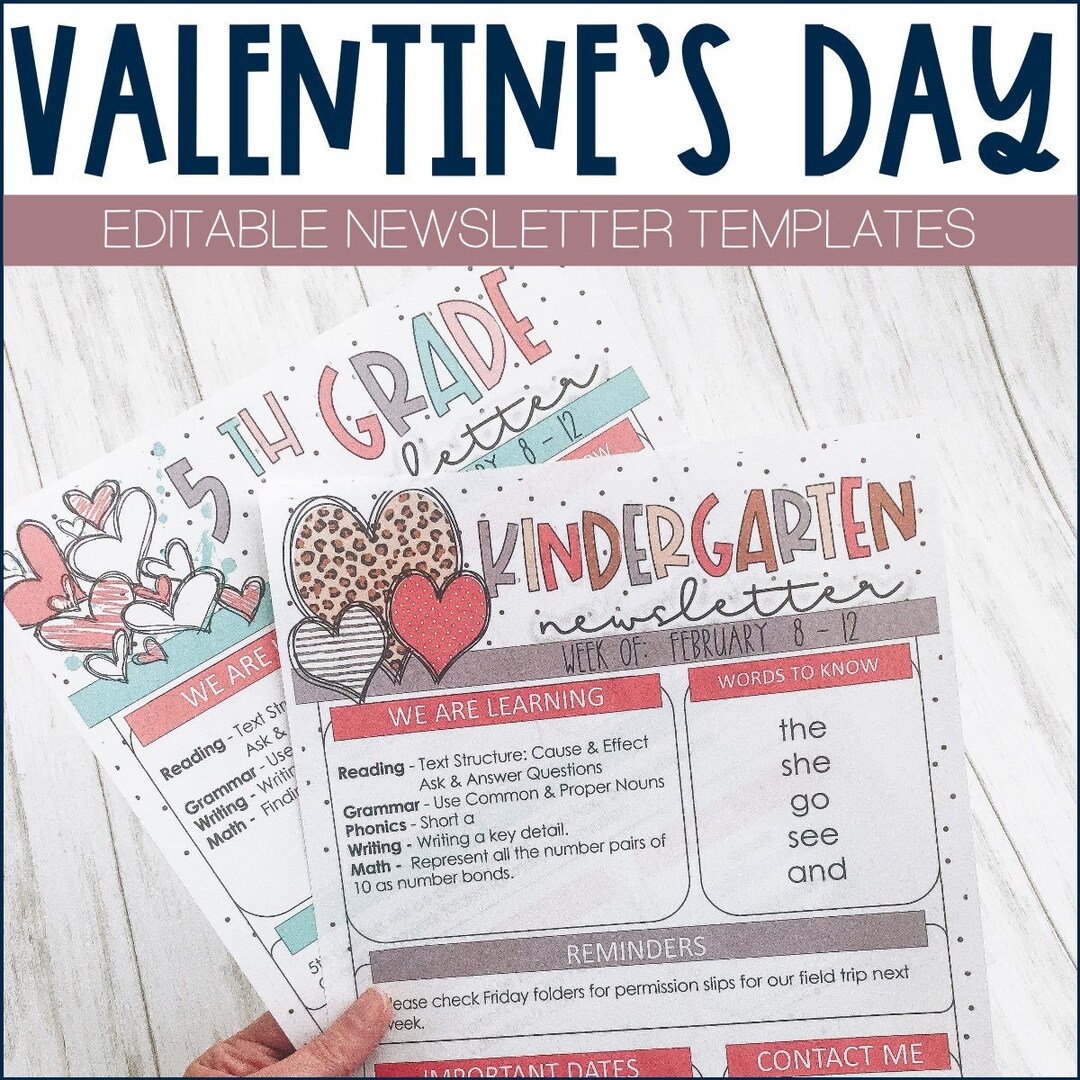 Valentines Day Newsletter Templates - Etsy