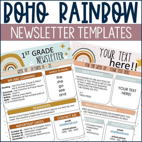 Boho Newsletter Templates - Etsy