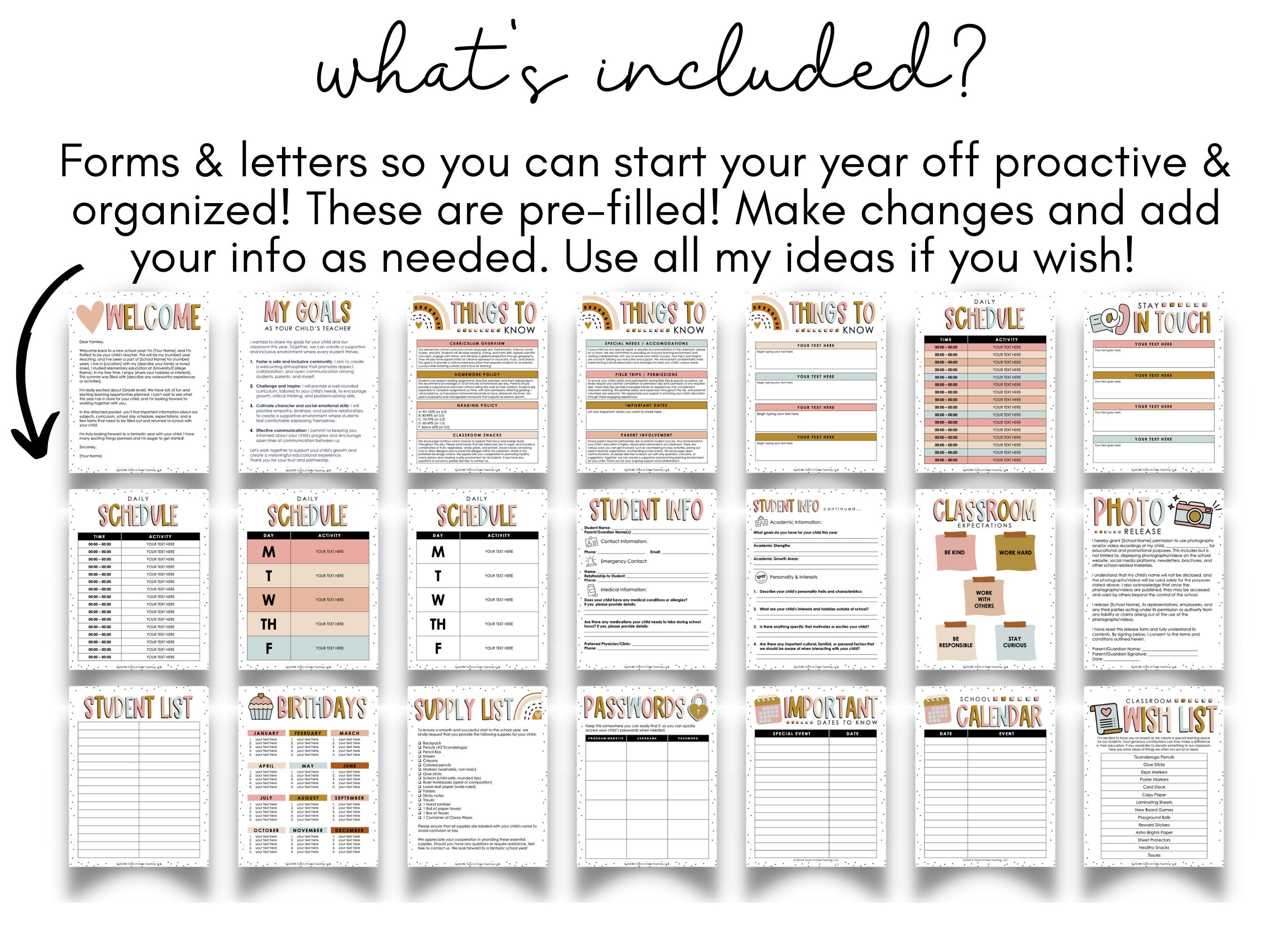 Boho Rainbow Back to School Open House Survival Kit! | Boho Rainbow ...