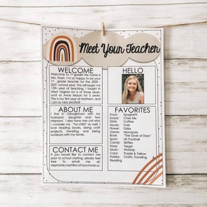 Boho Rainbow Meet the Teacher Templates - Etsy