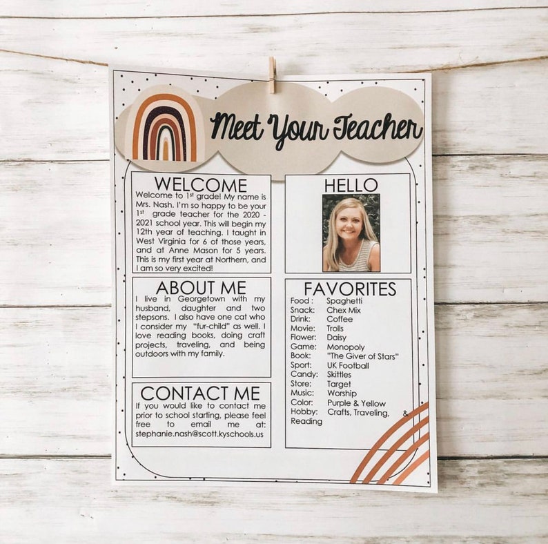 Boho Rainbow Meet the Teacher Templates - Etsy