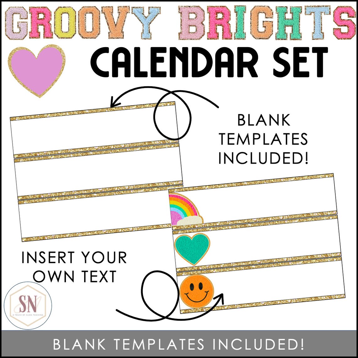 Groovy Classroom Decor | Calendar Set & 100 Days of School Chart - Etsy
