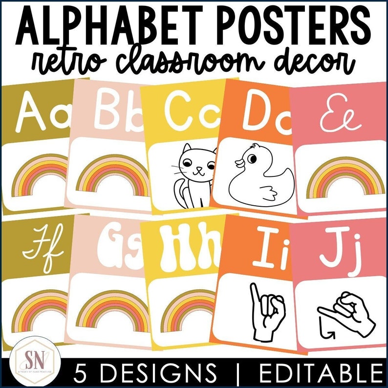 Retro Classroom Decor Alphabet Posters - Etsy