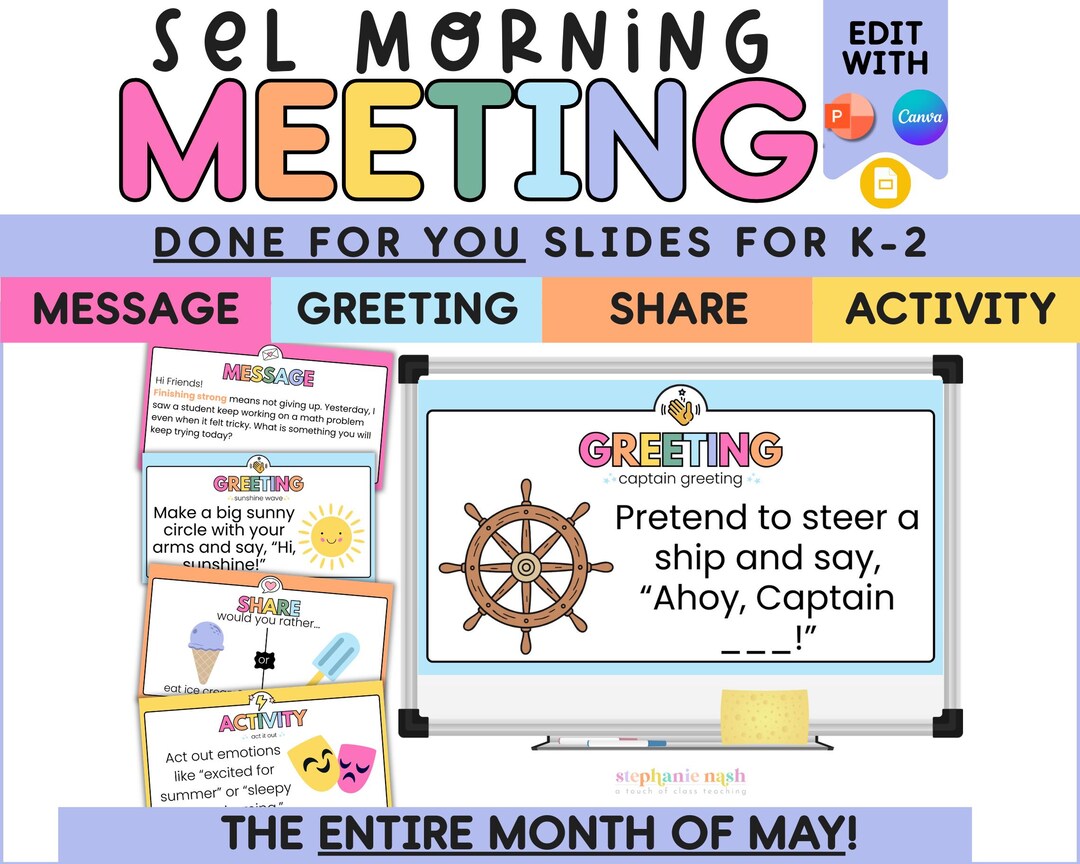 Summer SEL Morning Meeting Slides for April, Kindergarten - 2nd Grade ...