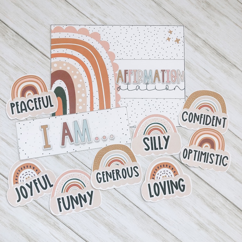 Boho Rainbow Classroom Affirmation Station | Etsy
