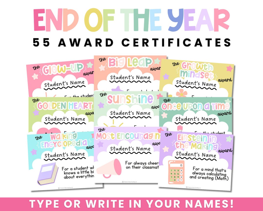 End of the Year Awards | End of Year Certificates | Editable Student ...