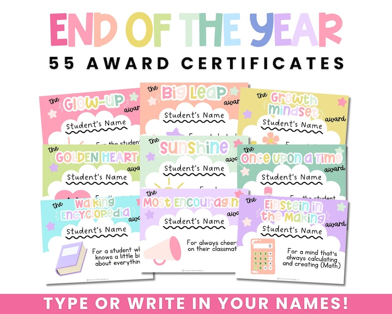 End of the Year Awards | End of Year Certificates | Editable Student ...