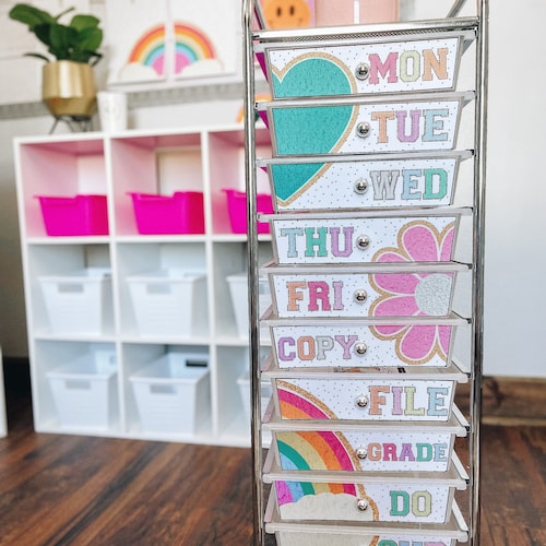 Groovy Classroom Decor 12 Drawer Cart Labels - Etsy