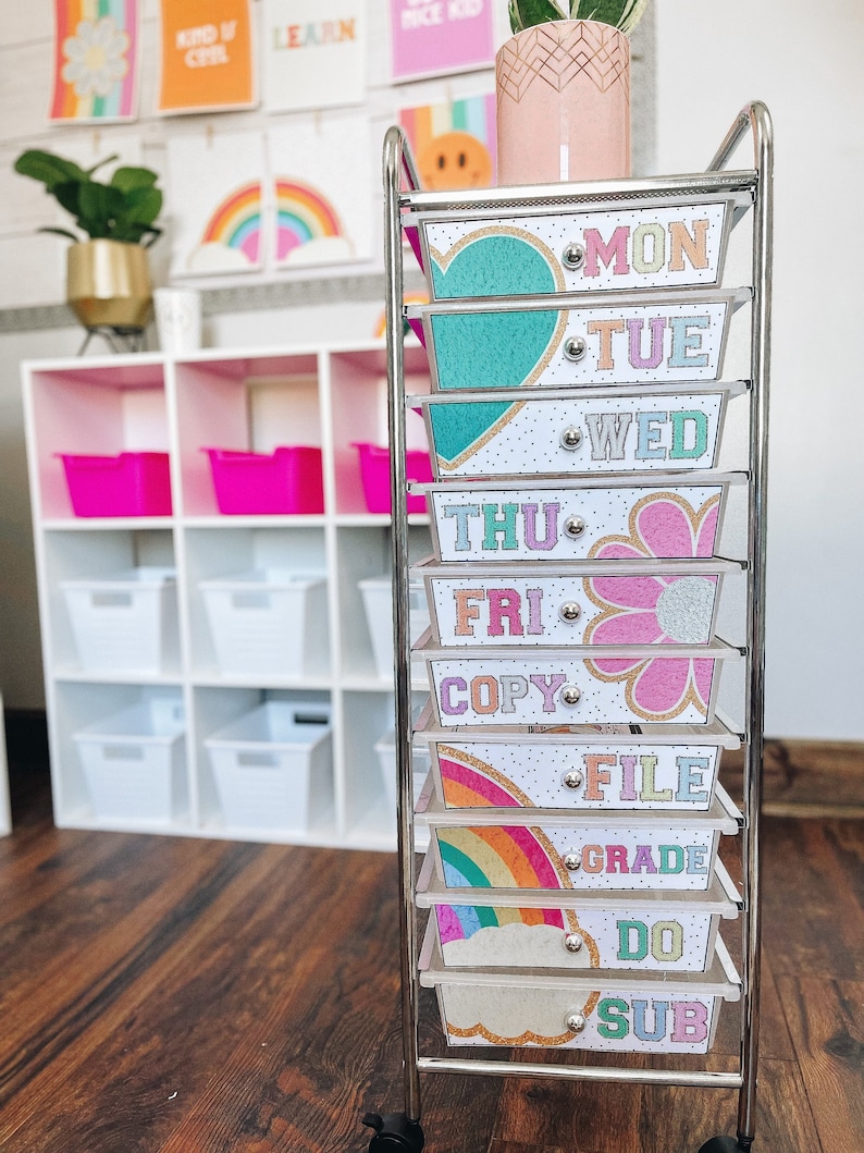 Groovy Classroom Decor 10 Drawer Cart Labels - Etsy