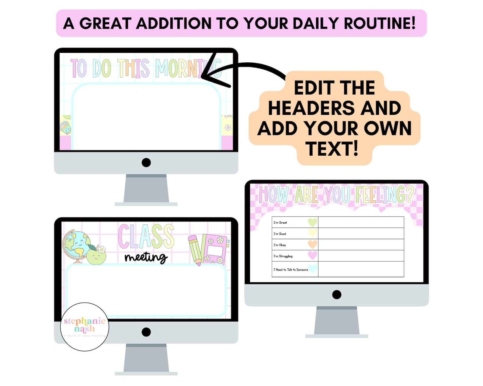 Daily Classroom Slides | First Day of School Slides| Welcome & Good ...