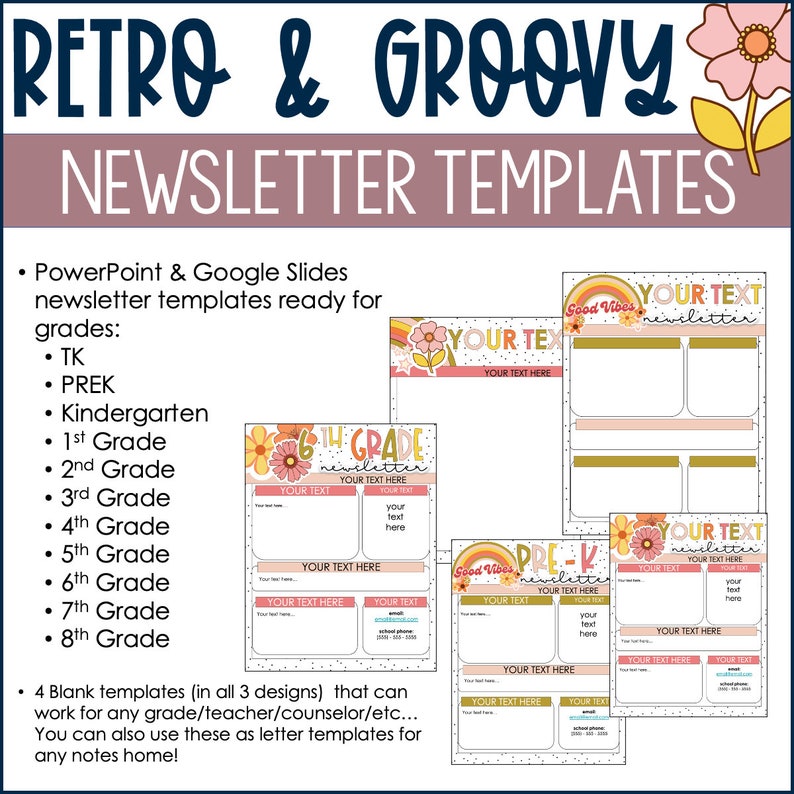Retro Classroom Newsletter Templates - Etsy