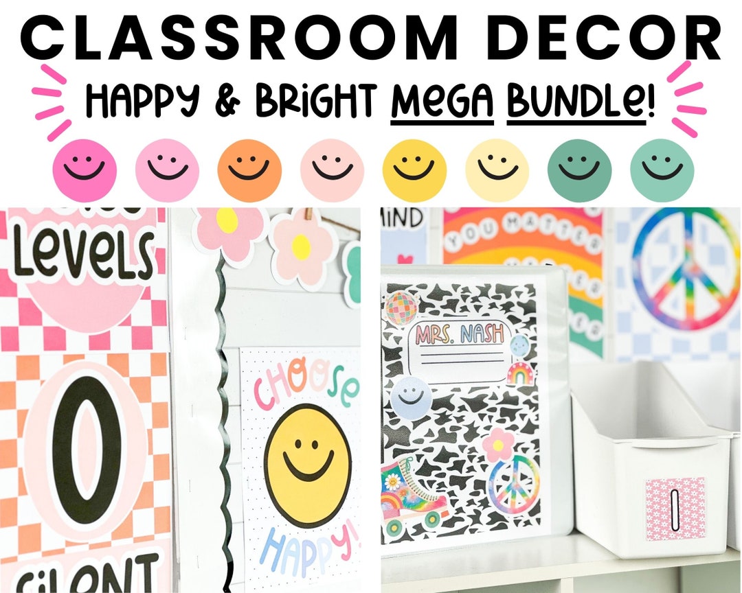 Bright Classroom Decor Bundle Retro Classroom Decor Groovy Classroom ...