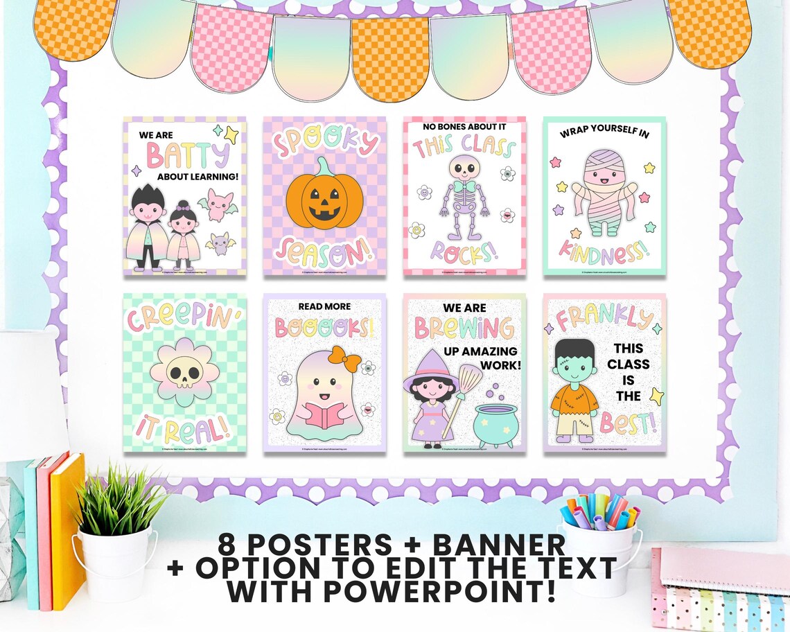 Halloween Bulletin Board Posters | Editable | Halloween Classroom Decor ...