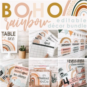 Boho Rainbow Classroom Decor Neutral Rainbow Decor Bundle - Etsy