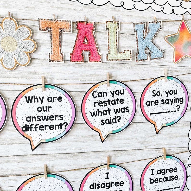 Groovy Classroom Decor | Math Talk Bulletin Board + Student Cards - Etsy