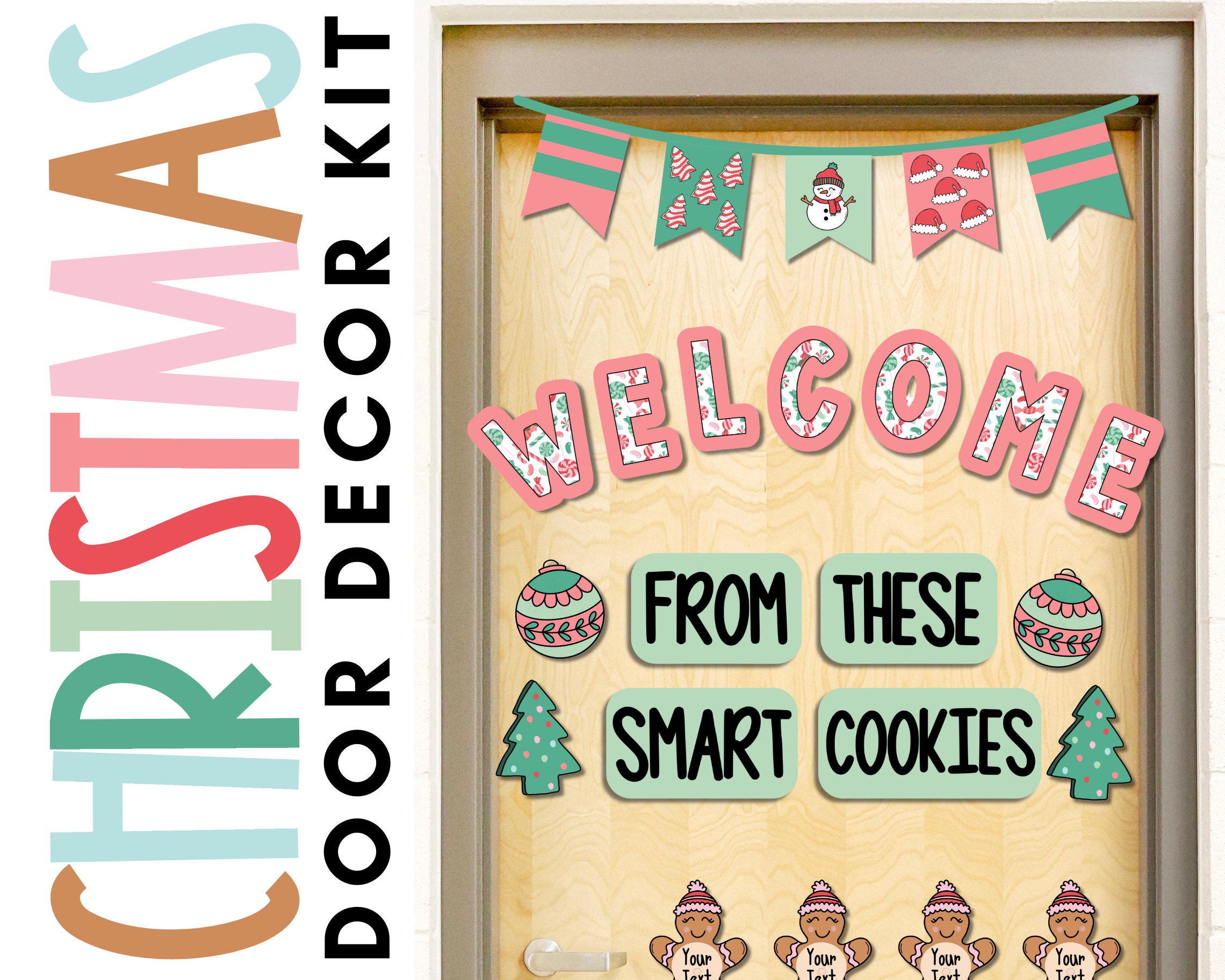 Christmas Door Decor | December Door Decor | Editable | Happy Holidays ...