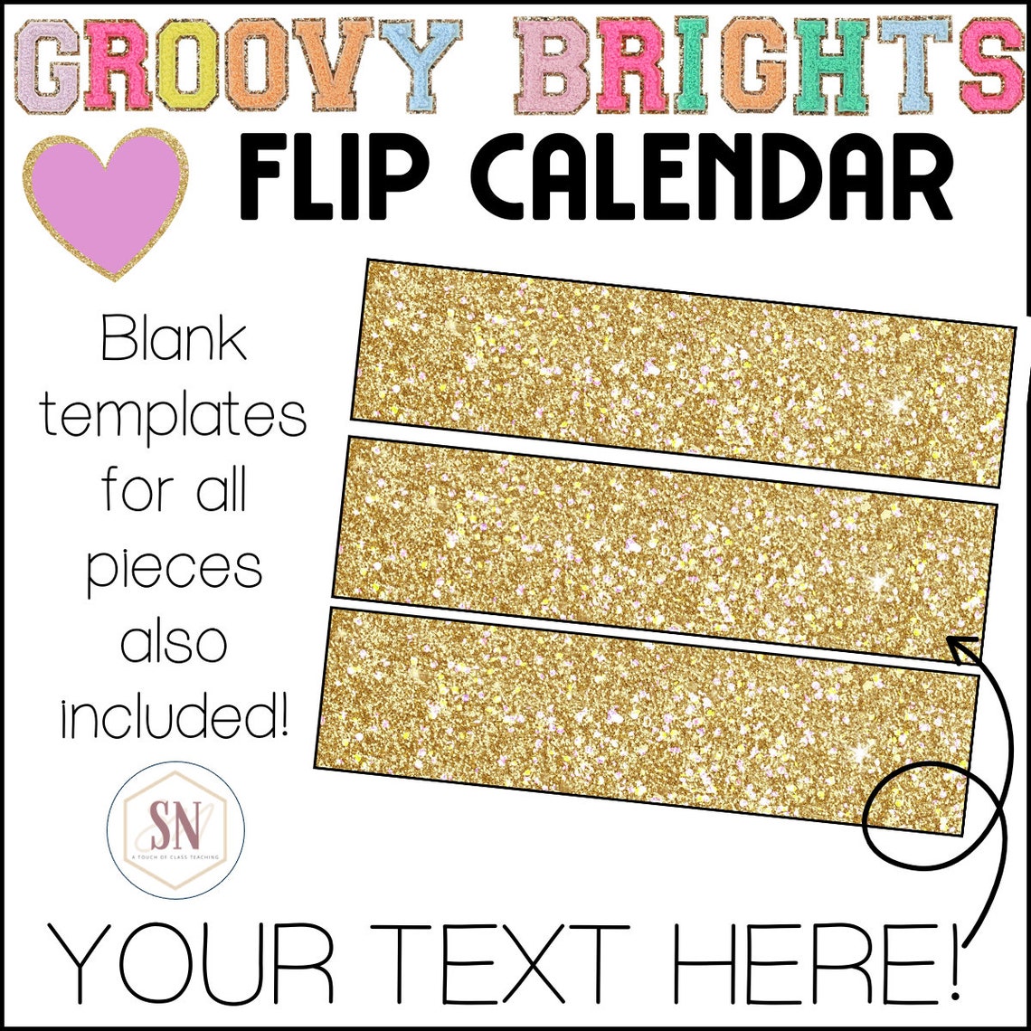 Groovy Classroom Decor Glitter Flip Calendar - Etsy